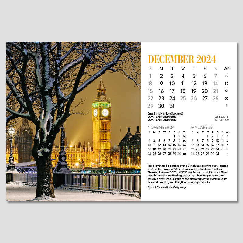 London Midi Desk Business Calendar - Made in Britain