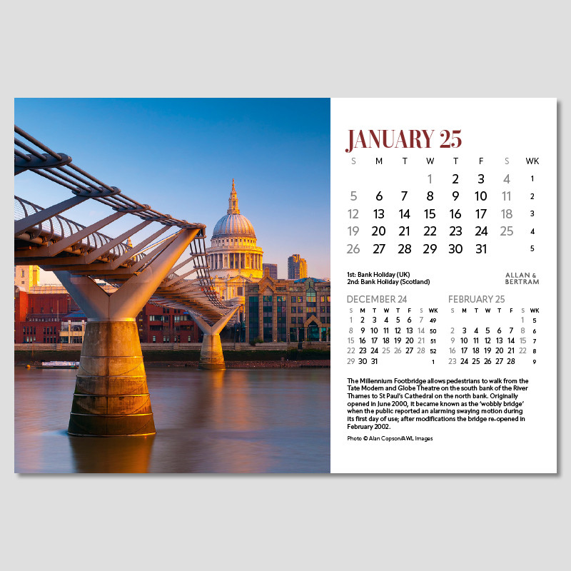 London Midi Desk Business Calendar - Made in Britain