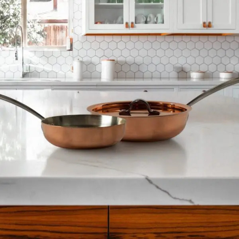 The Heritage 23cm Copper Chef Pan with Lid - Made in Britain
