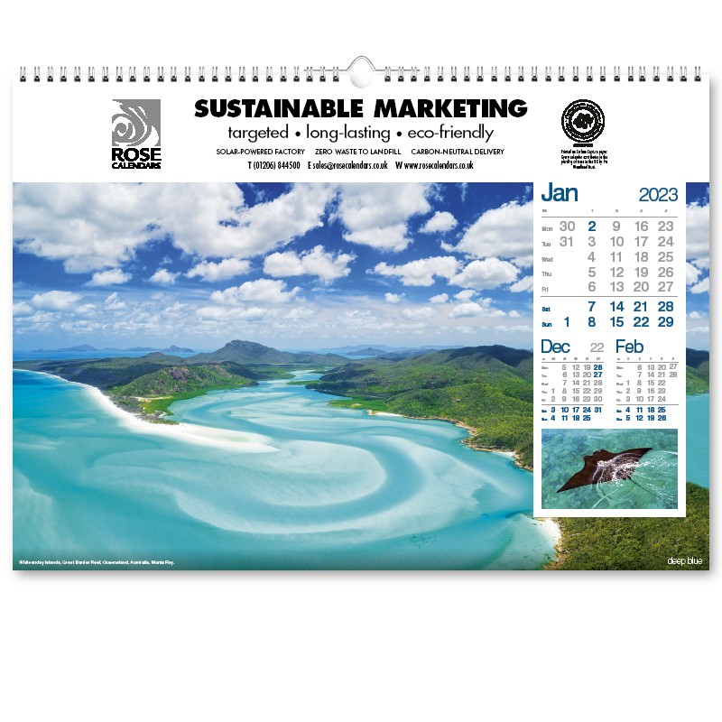 Deep Blue Calendar - Made in Britain