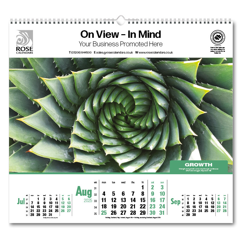 Ethos Calendar - Made in Britain